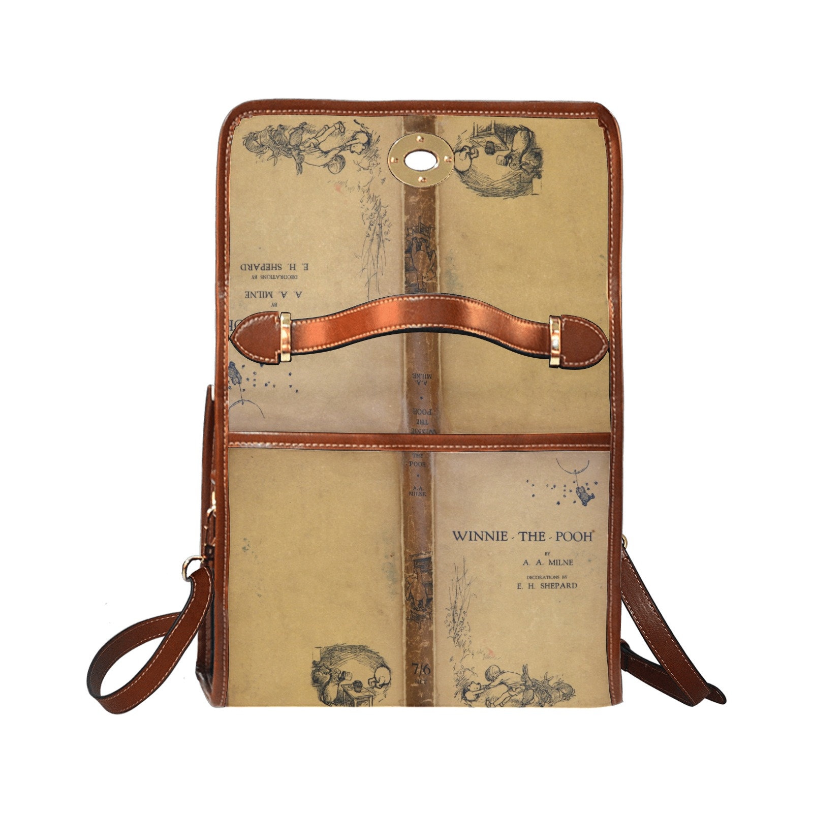 Winnie the Pooh Book Cover Canvas Bag, Book Satchel, A A Milne Gift ...