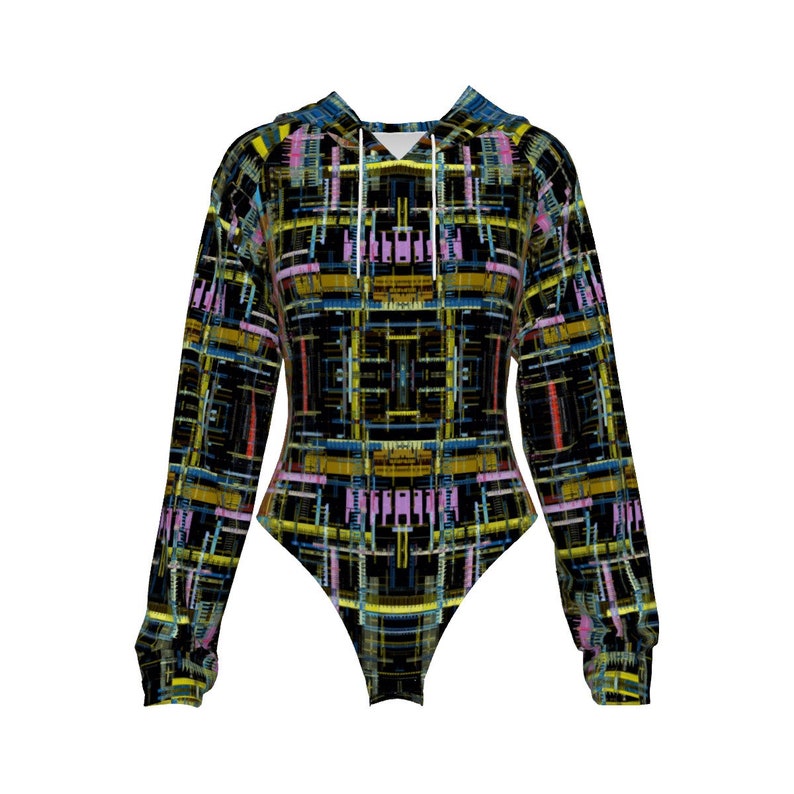 Hooded Bodysuit, Glitchcore Clothes, Alien Aesthetic, Rave Gift, Sci Fi ...