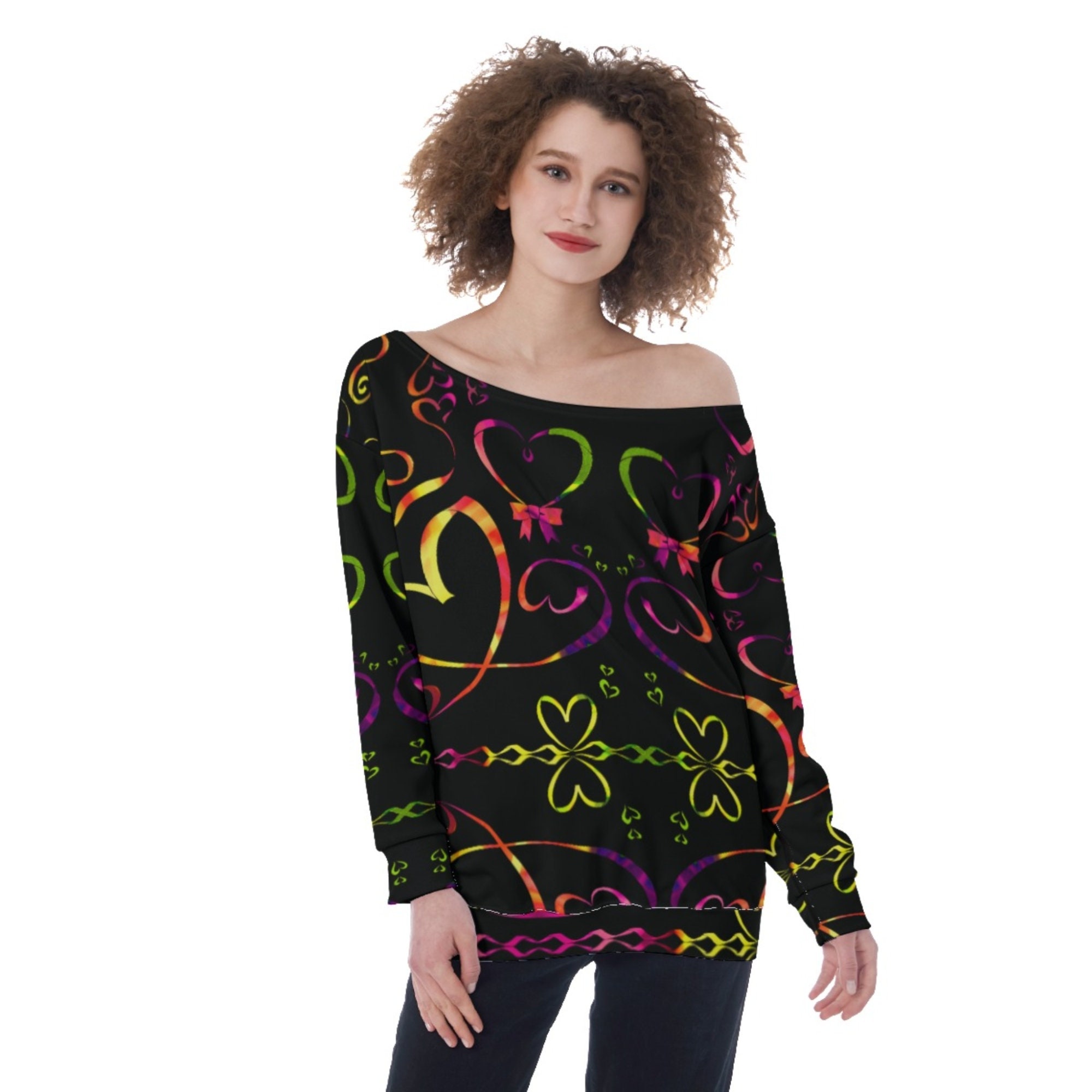 Neon Haaady Gyaru, Oversized Sweater, off Shoulder Jumper, Plus Size ...