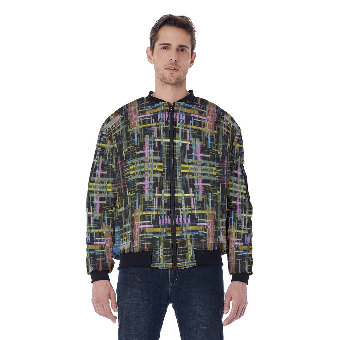 Glitchcore Bomber Jacket, Techwear Jacket, Cyberpunk Coat, Futuristic ...