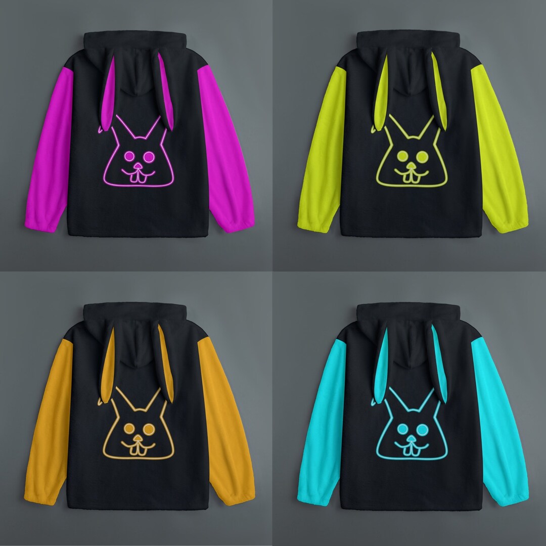 Rave Bunny Hoodie Neon Bunny Hoodie Kawaii Harajuku Kidcore - Etsy