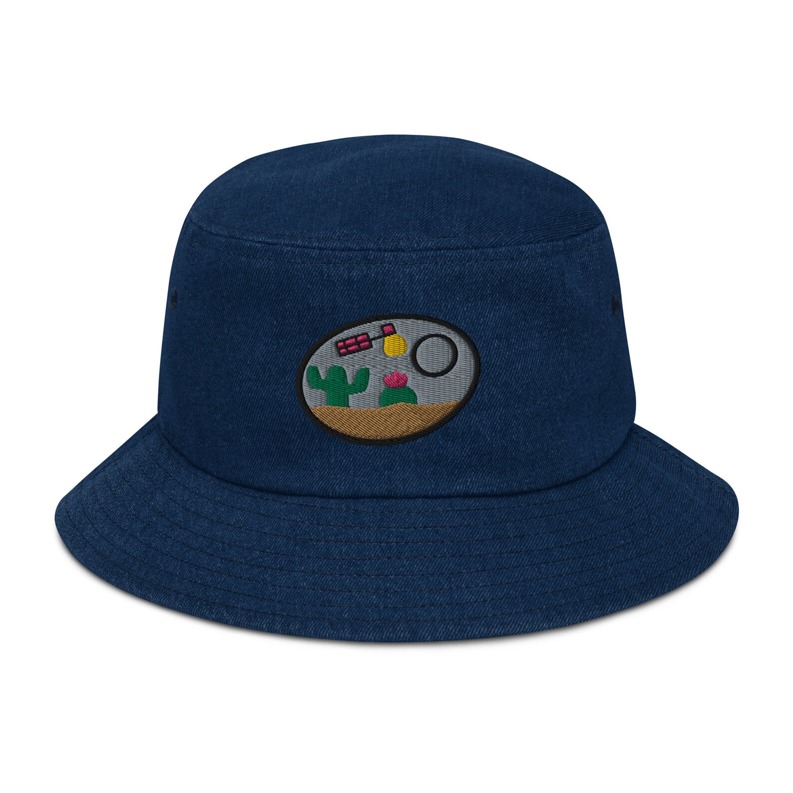 Solarpunk Hat, Denim Bucket Hat, Embroidered Flowers, Terrarium Gift ...