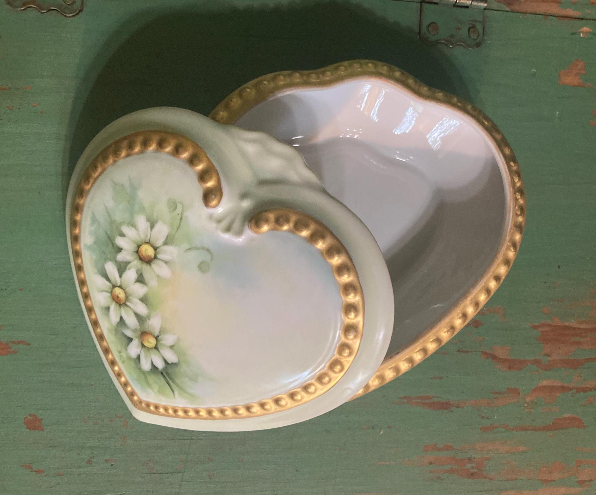 Porcelain Trinket Box Heart Hand Painted - Etsy