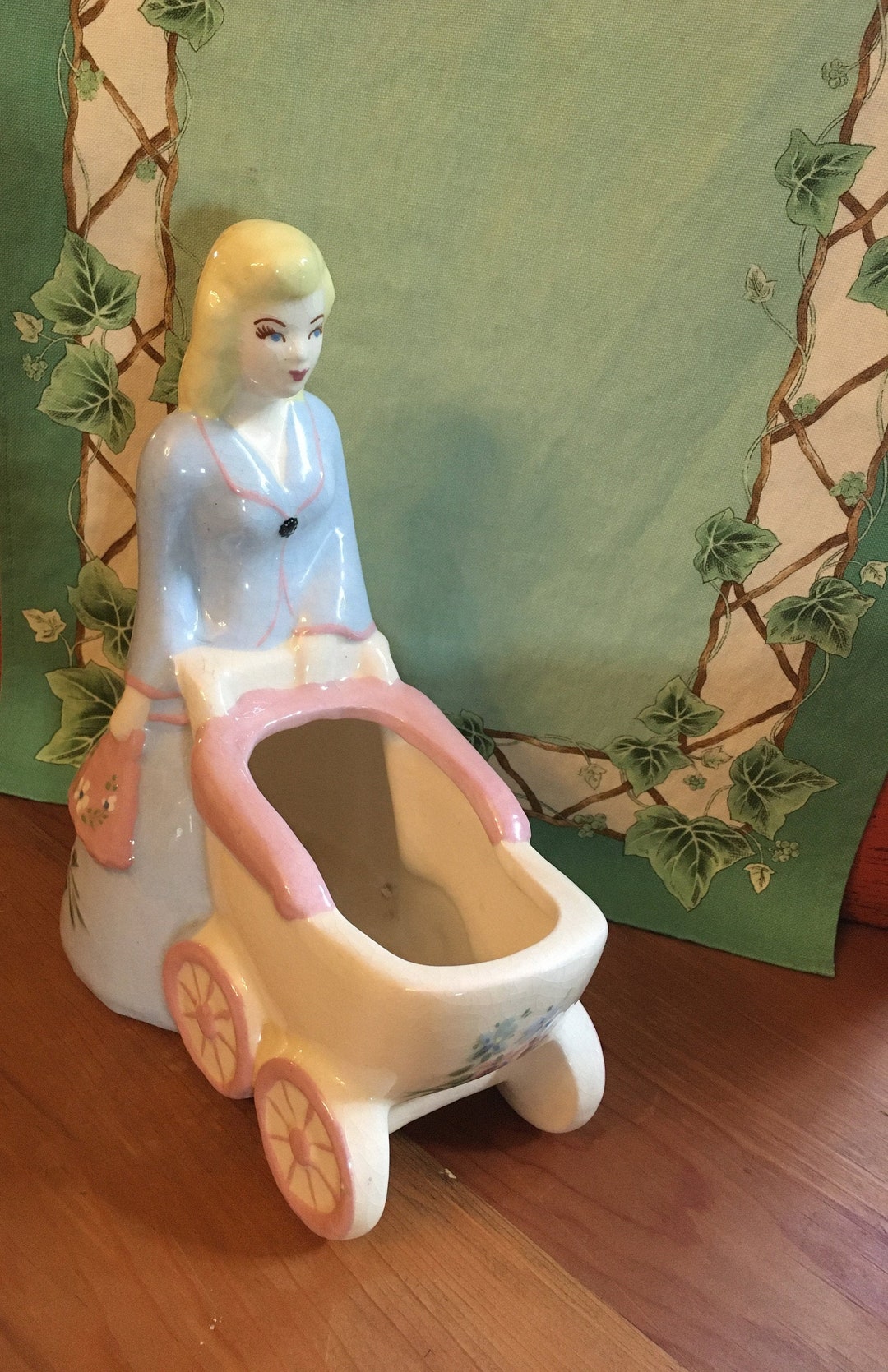 California Pottery Weil Ware Figural Vase Woman With Baby Pram - Etsy