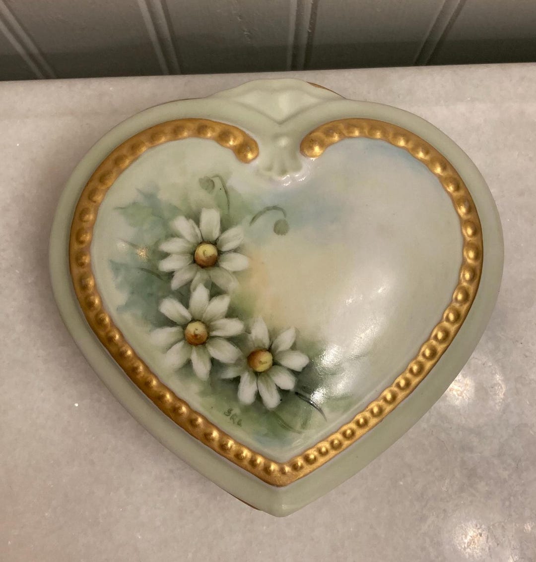 Porcelain Trinket Box Heart Hand Painted - Etsy