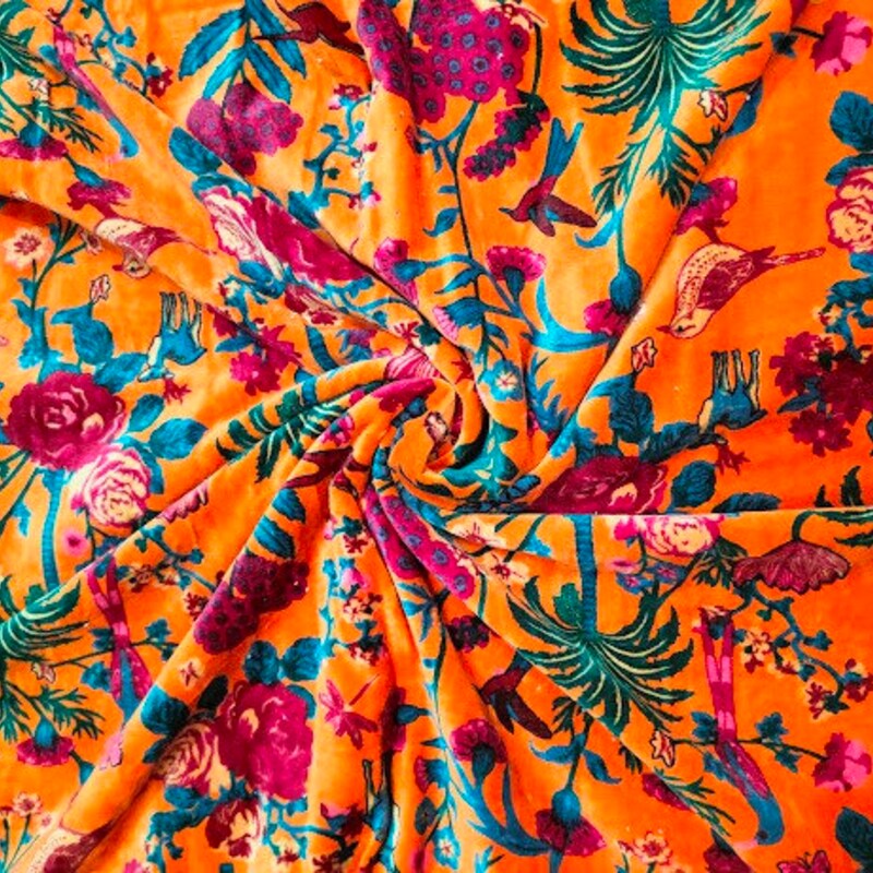 Printed Velvet Fabric - Etsy