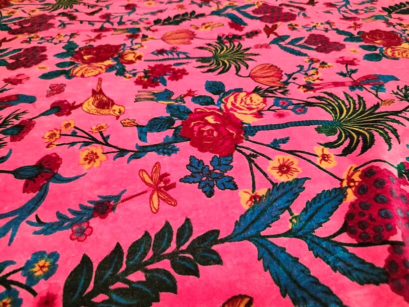 Pink Printed Velvet Fabric , Velvet Fabric by Yard Cotton Velvet Fabric ...