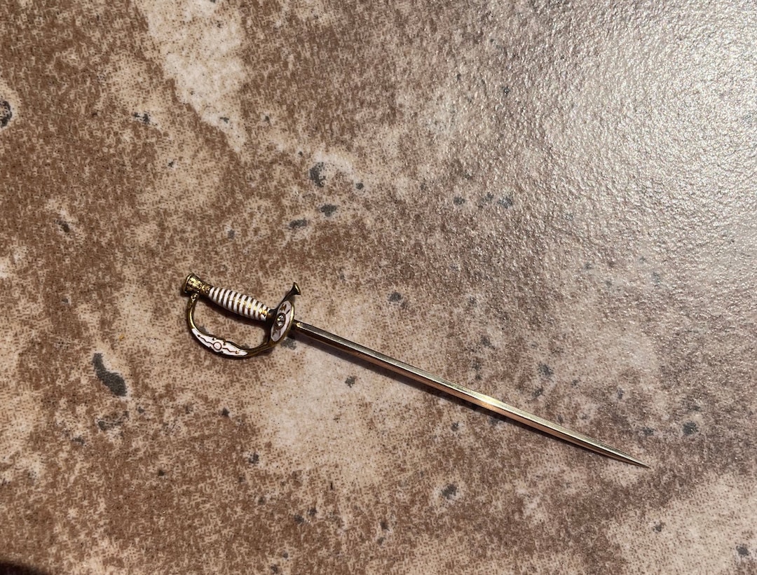 Antique 14K Diamond and Enamel Sword Stick Pin - Etsy