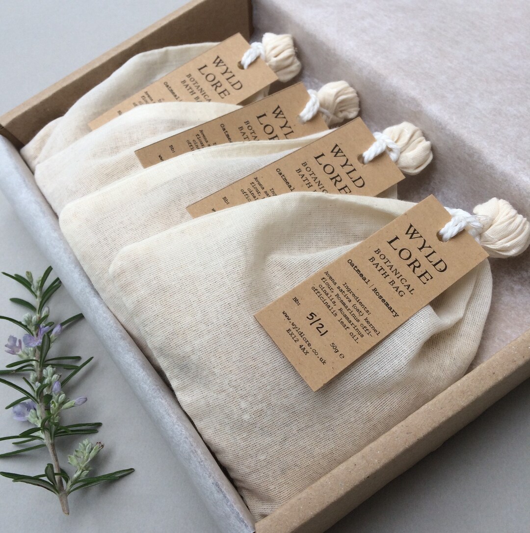 Box of 4 Rosemary and Oatmeal Bath Bags Natural Rosemary - Etsy