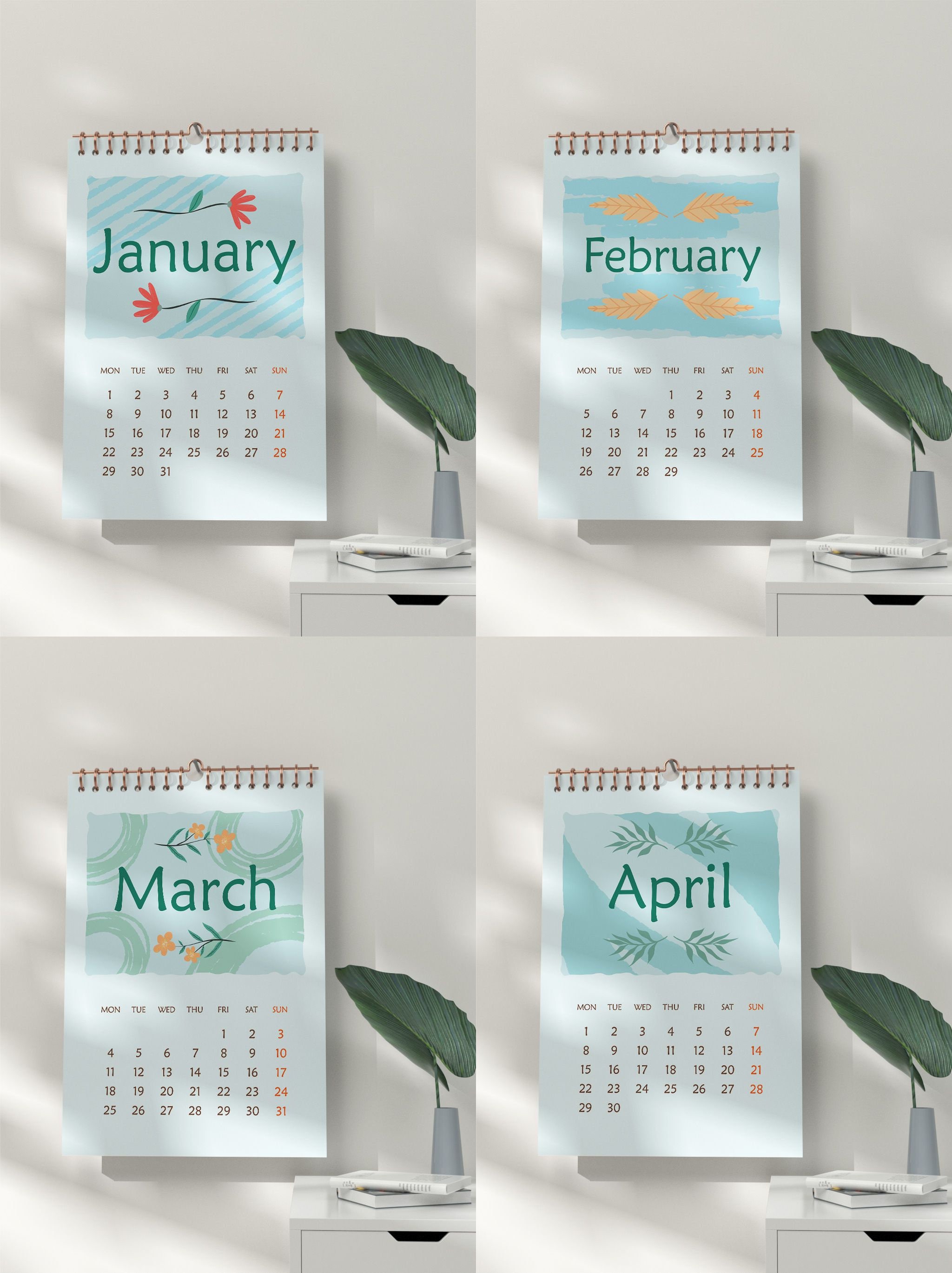 2024 Wall Calendar Printable Printable Calendar 2024 Calendar Monthly ...