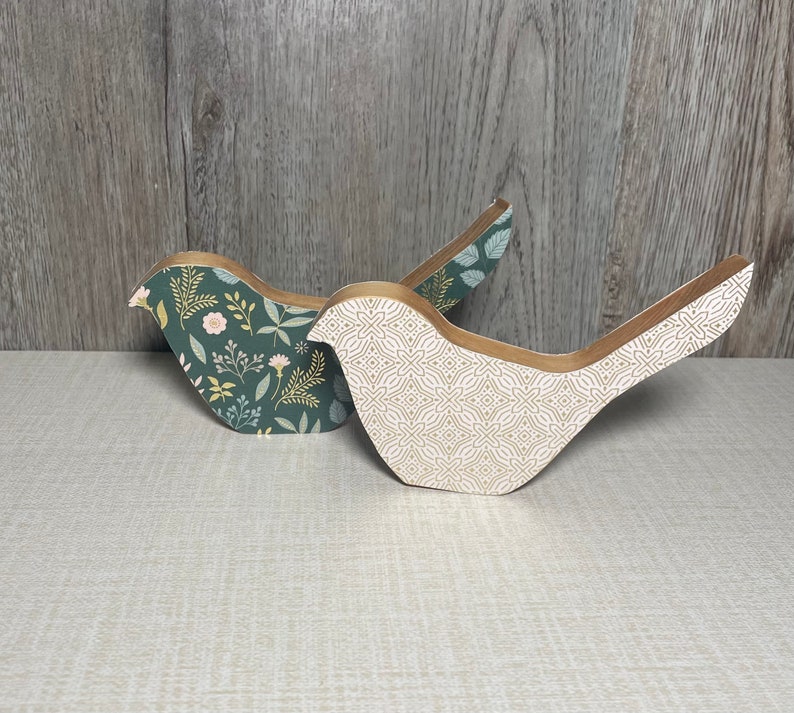 Wooden Bird Shelf Sitters for Pretty Home Decor Terracotta and Teal ...