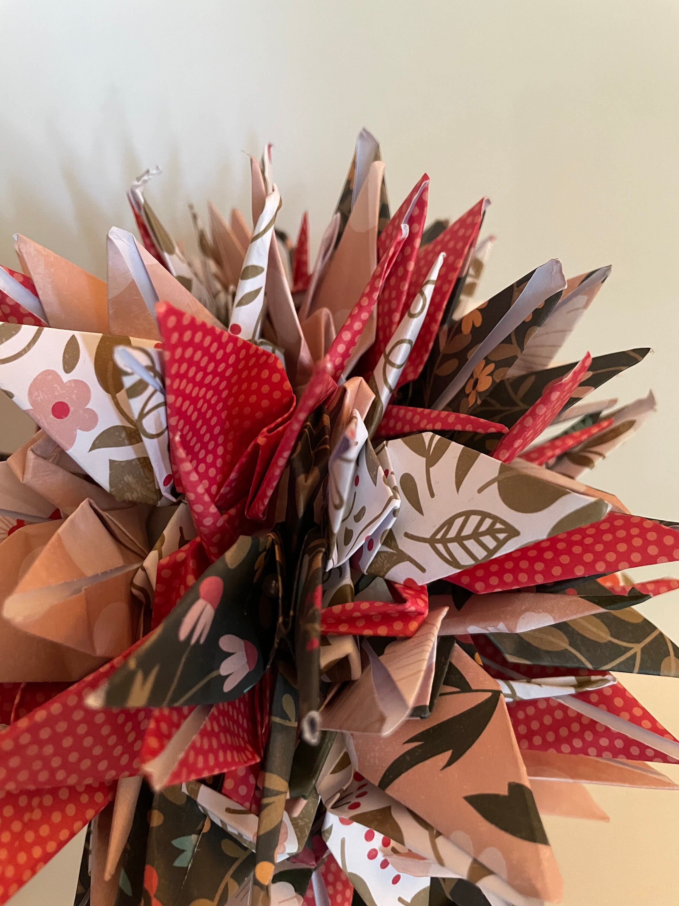Pair of Origami Crane Topiaries in Black and Red for - Etsy