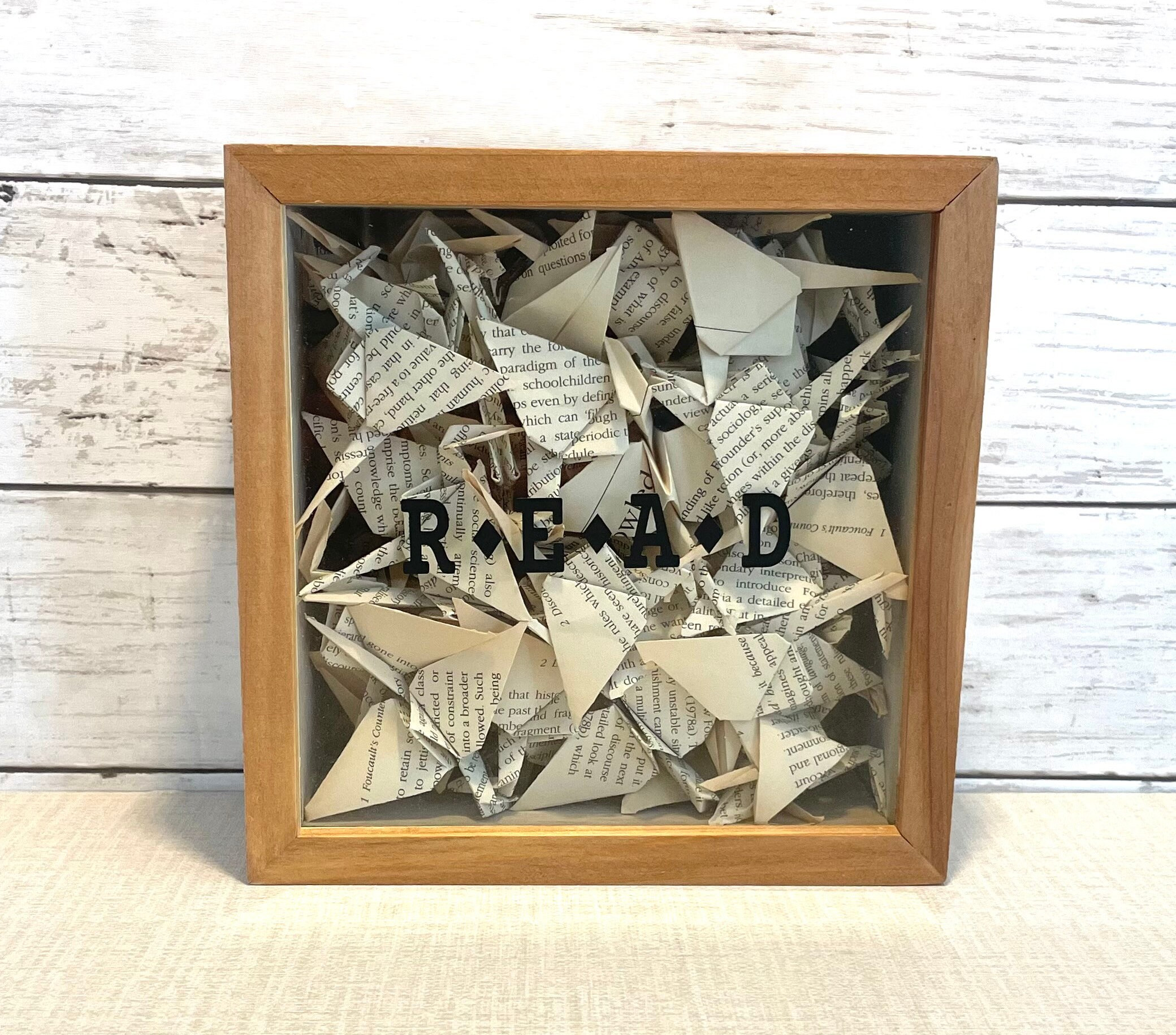 Origami Crane Shadow Box Filled With Book Page Cranes Gift - Etsy