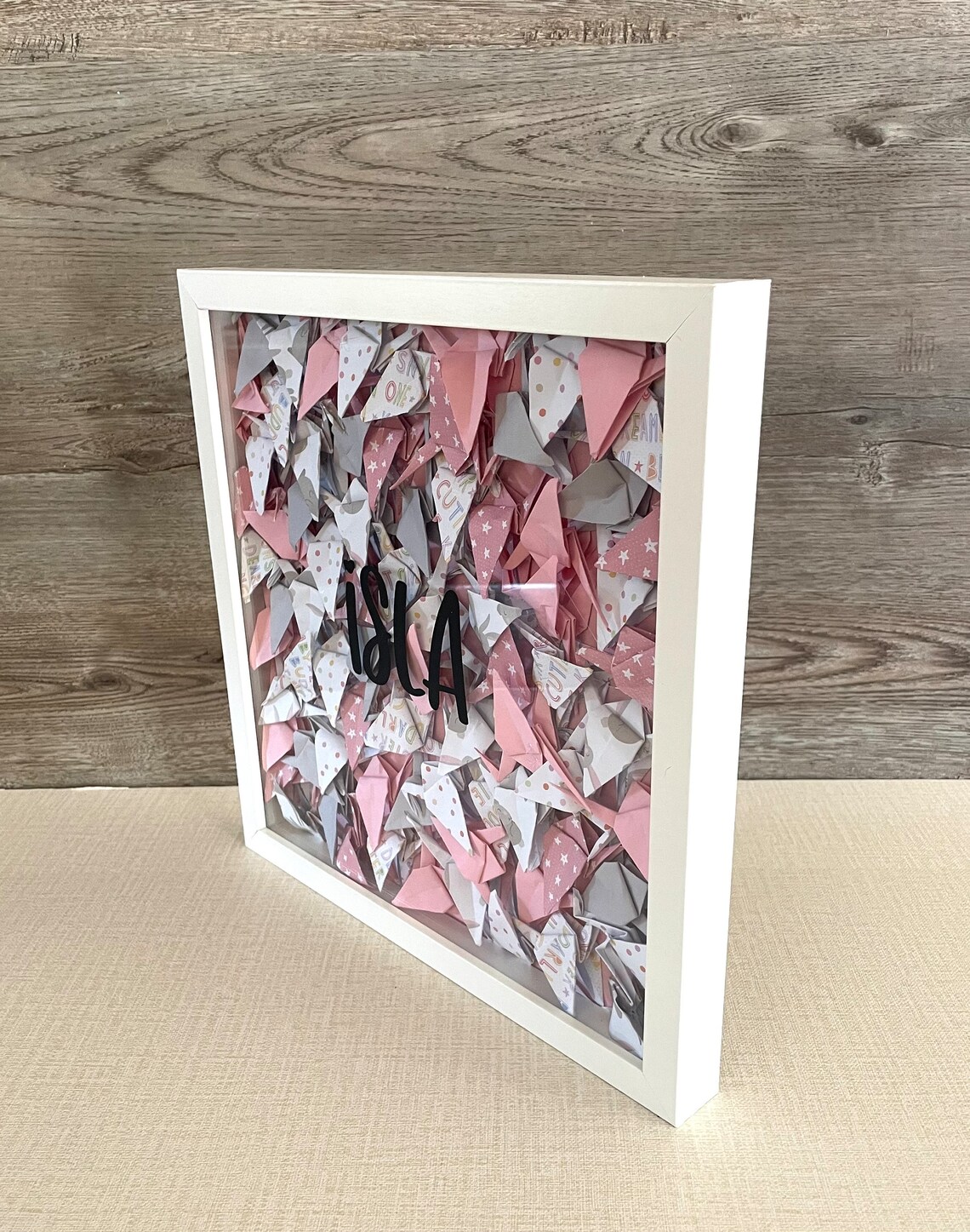 Personalized Origami Crane Shadow Box for Baby Gift Nursery - Etsy