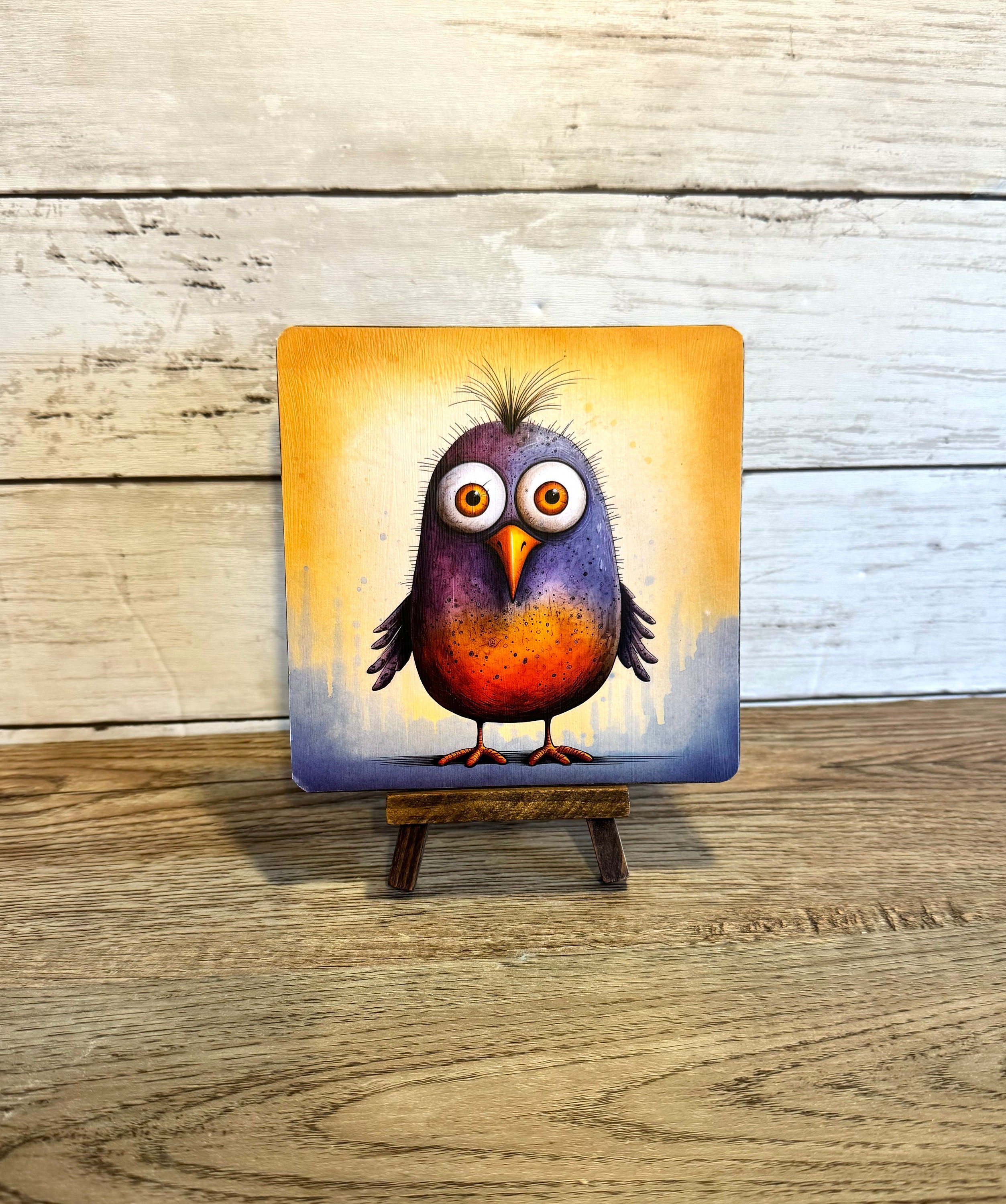 Quirky Birds Mini Art With Easels | Small Whimsical Bird Signs for Home ...
