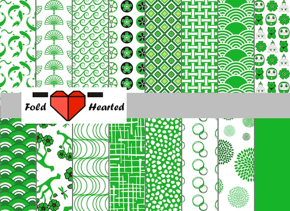 Green Origami Paper Value Pack Japanese Inspired 6 in X 6 | Etsy