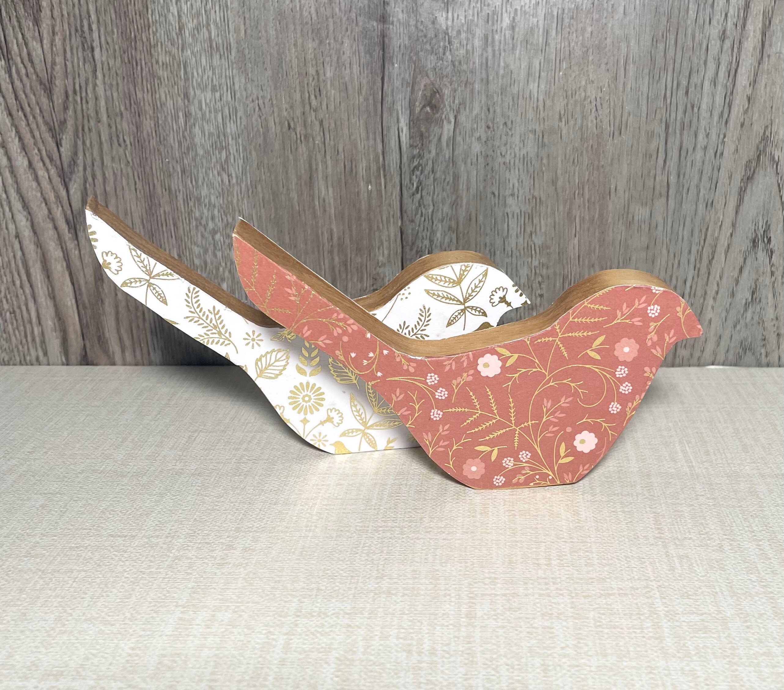 Wooden Bird Shelf Sitters for Pretty Home Decor Terracotta and Teal ...