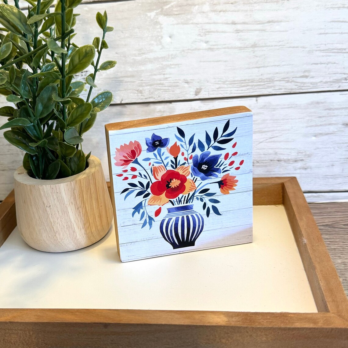 Matisse Inspired Flower Bouquet Mini Signs | Decoupaged Floral Shelf ...