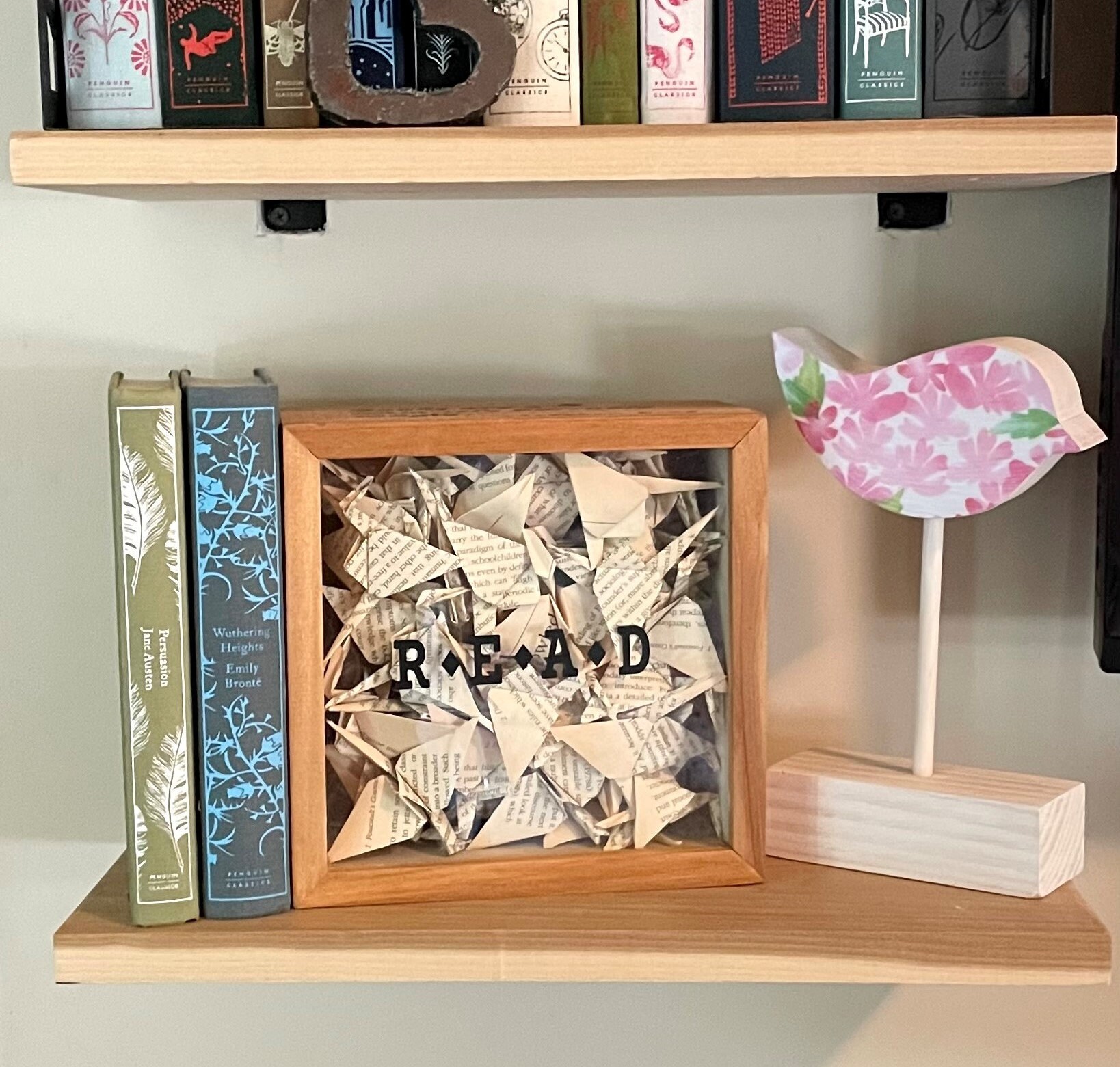 Origami Crane Shadow Box Filled With Book Page Cranes Gift - Etsy