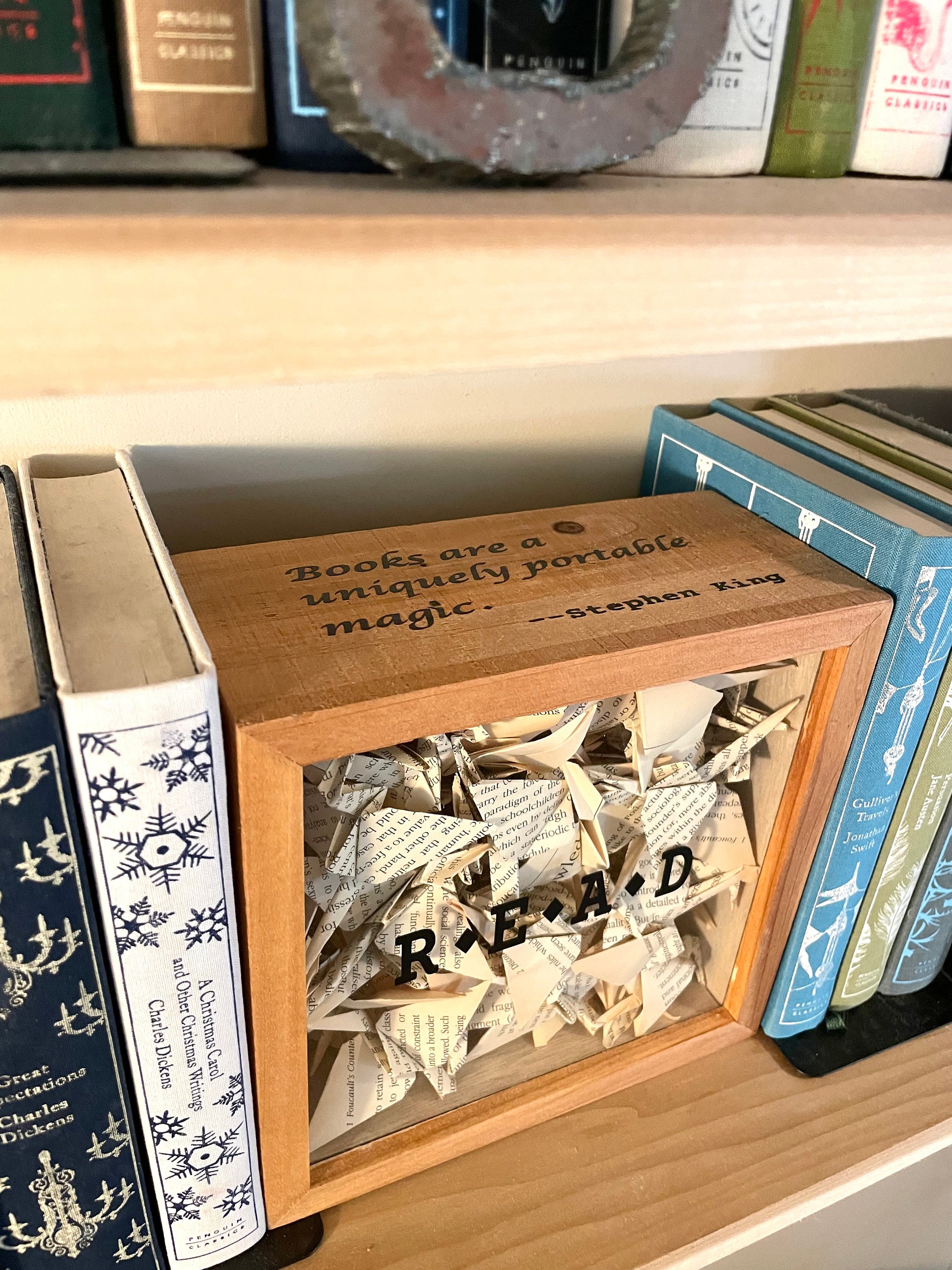 Origami Crane Shadow Box Filled With Book Page Cranes Gift - Etsy