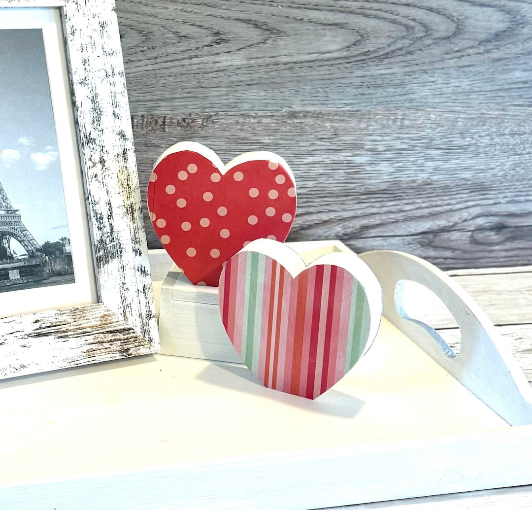 Pair of Wooden Heart Shelf Sitters for Pretty Home Decor | Valentine's ...