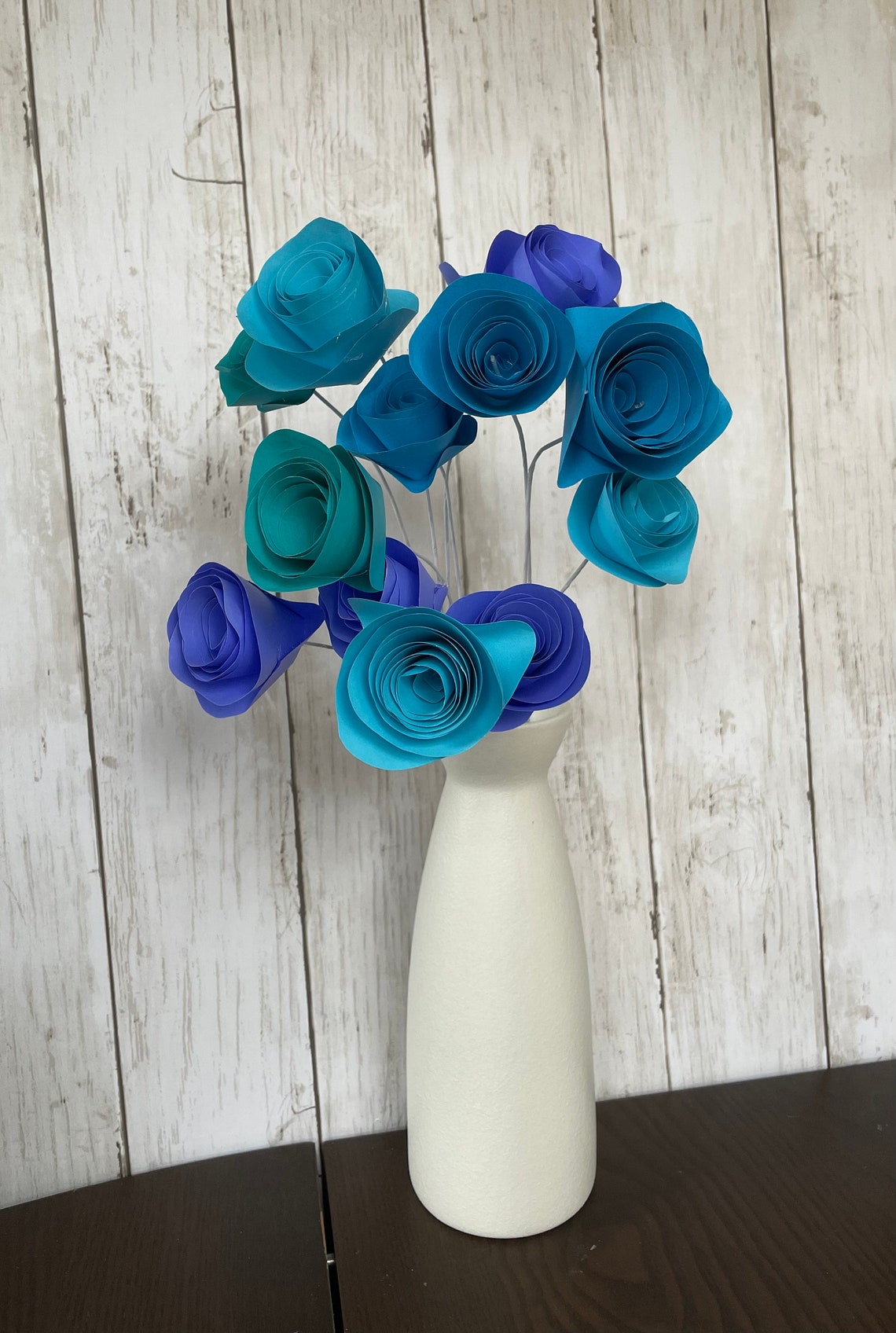 A Dozen Pretty Paper Flowers in Shades of Blue Party Centerpieces ...