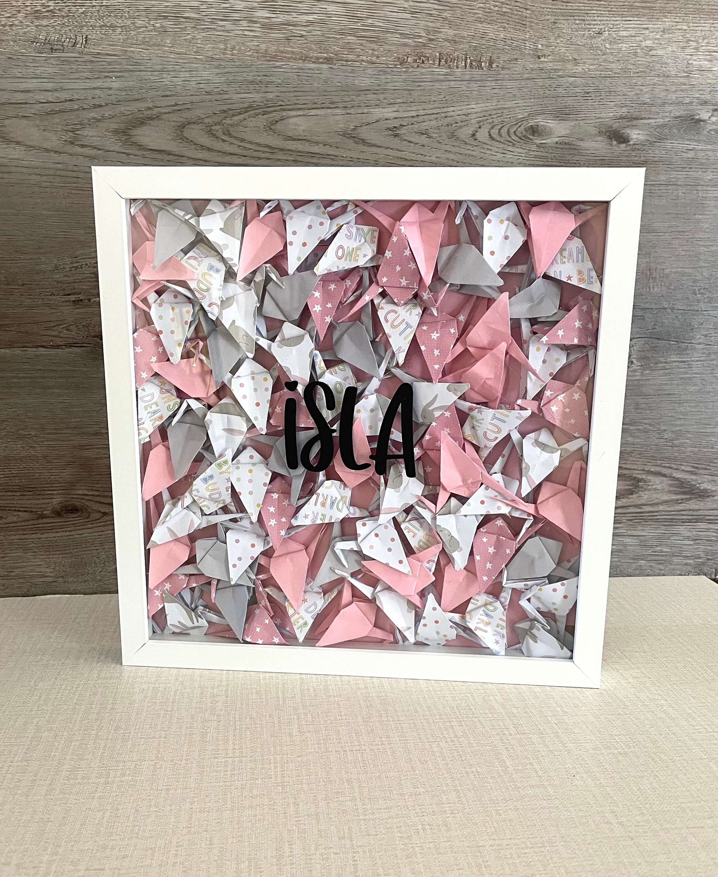 Personalized Origami Crane Shadow Box for Baby Gift Nursery - Etsy