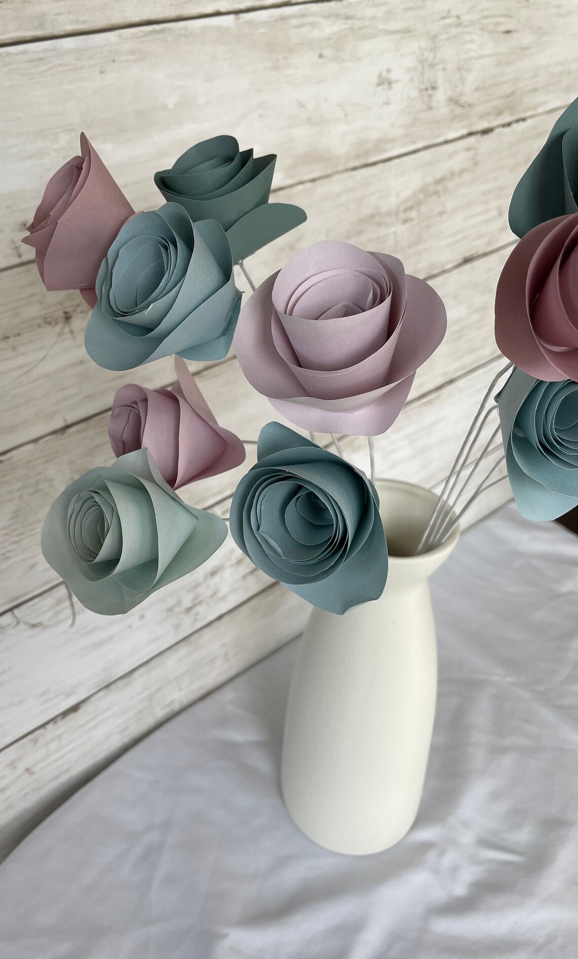 A Dozen Pretty Paper Flowers in Shades of Pink and Gray | Etsy