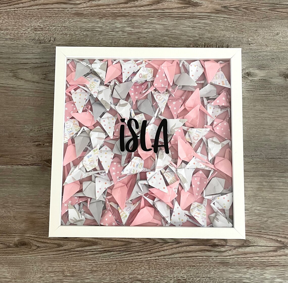 Personalized Origami Crane Shadow Box for Baby Gift Nursery - Etsy