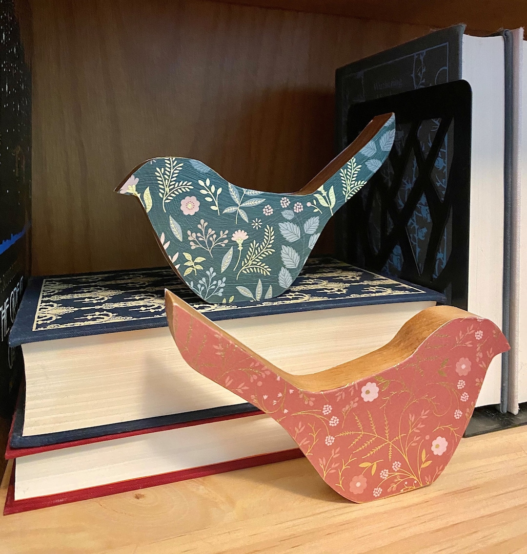 Wooden Bird Shelf Sitters for Pretty Home Decor Terracotta and Teal ...