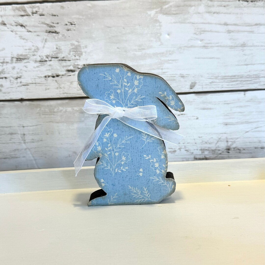 Wooden Bunny Shelf Sitter | Decoupaged Easter Bunny Shape | Easter ...