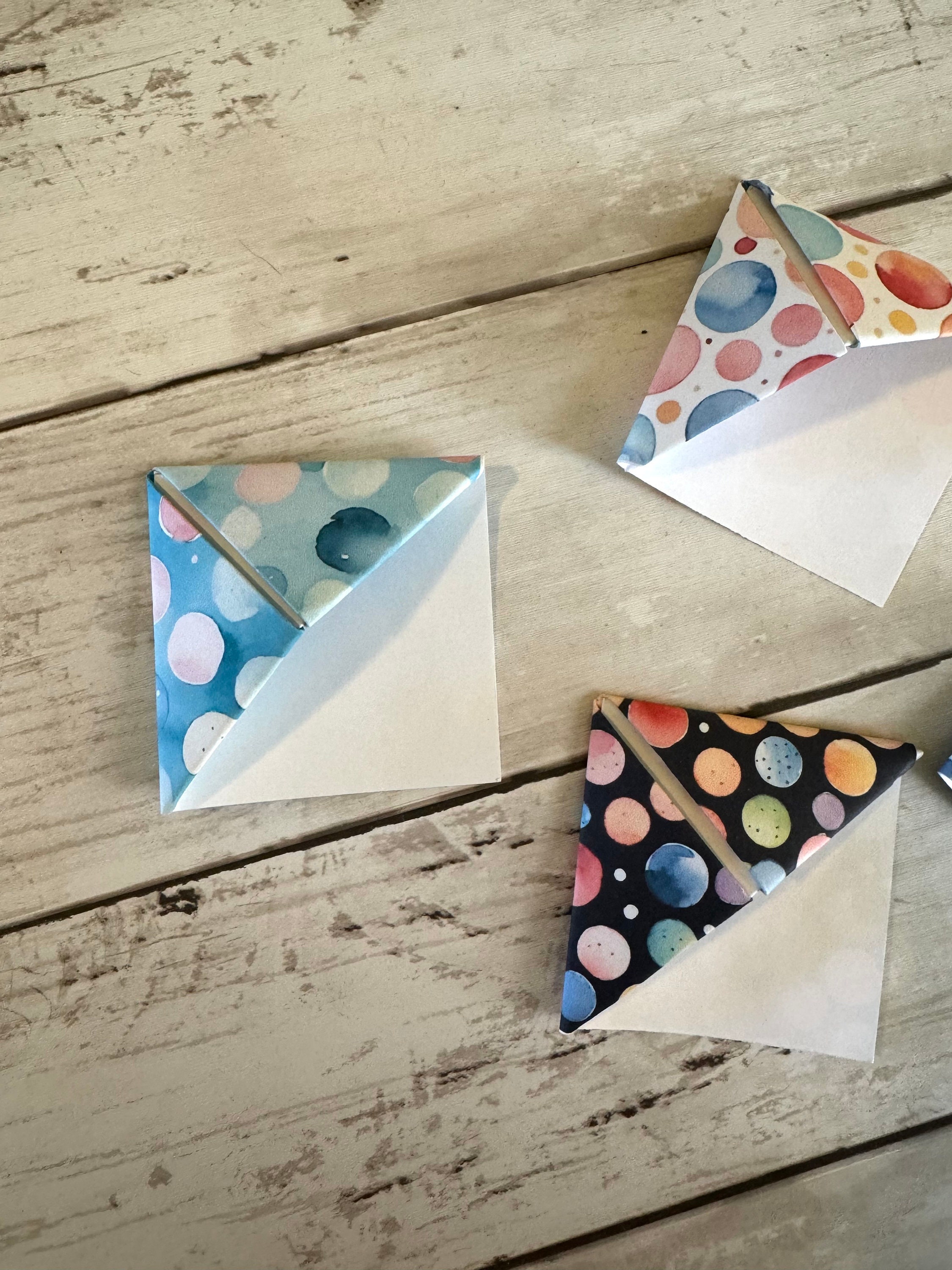 Five-pack of Origami Corner Bookmarks in Colorful Polka Dot - Etsy