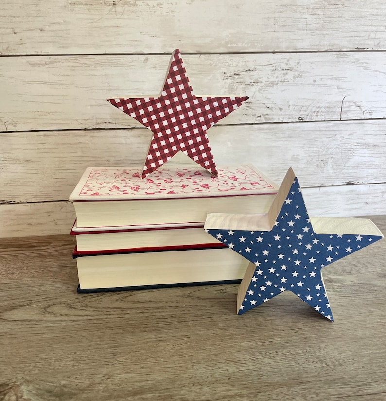 Wooden Star Shelf Sitters for Fourth of July Decorations Patriotic ...