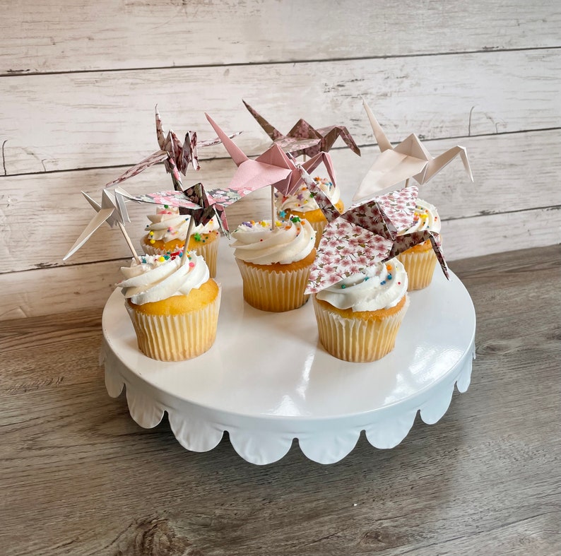 14-pack of Cherry Blossom Origami Crane Cupcake Toppers for Cherry ...