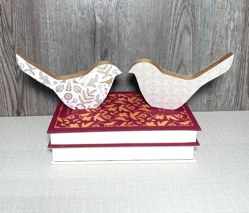 Wooden Bird Shelf Sitters for Pretty Home Decor Terracotta and Teal ...