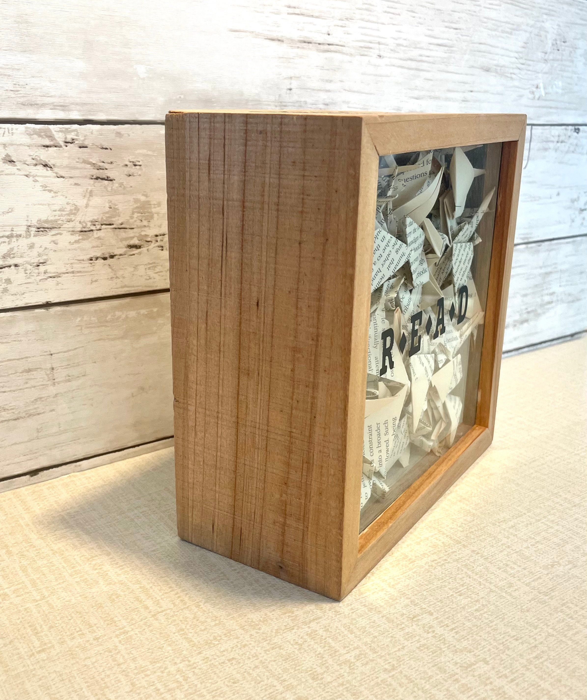 Origami Crane Shadow Box Filled With Book Page Cranes Gift - Etsy