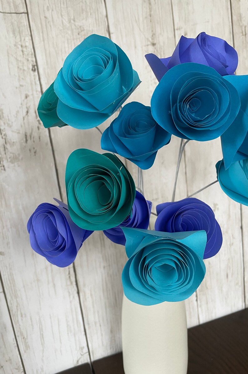 A Dozen Pretty Paper Flowers in Shades of Blue Party Centerpieces ...