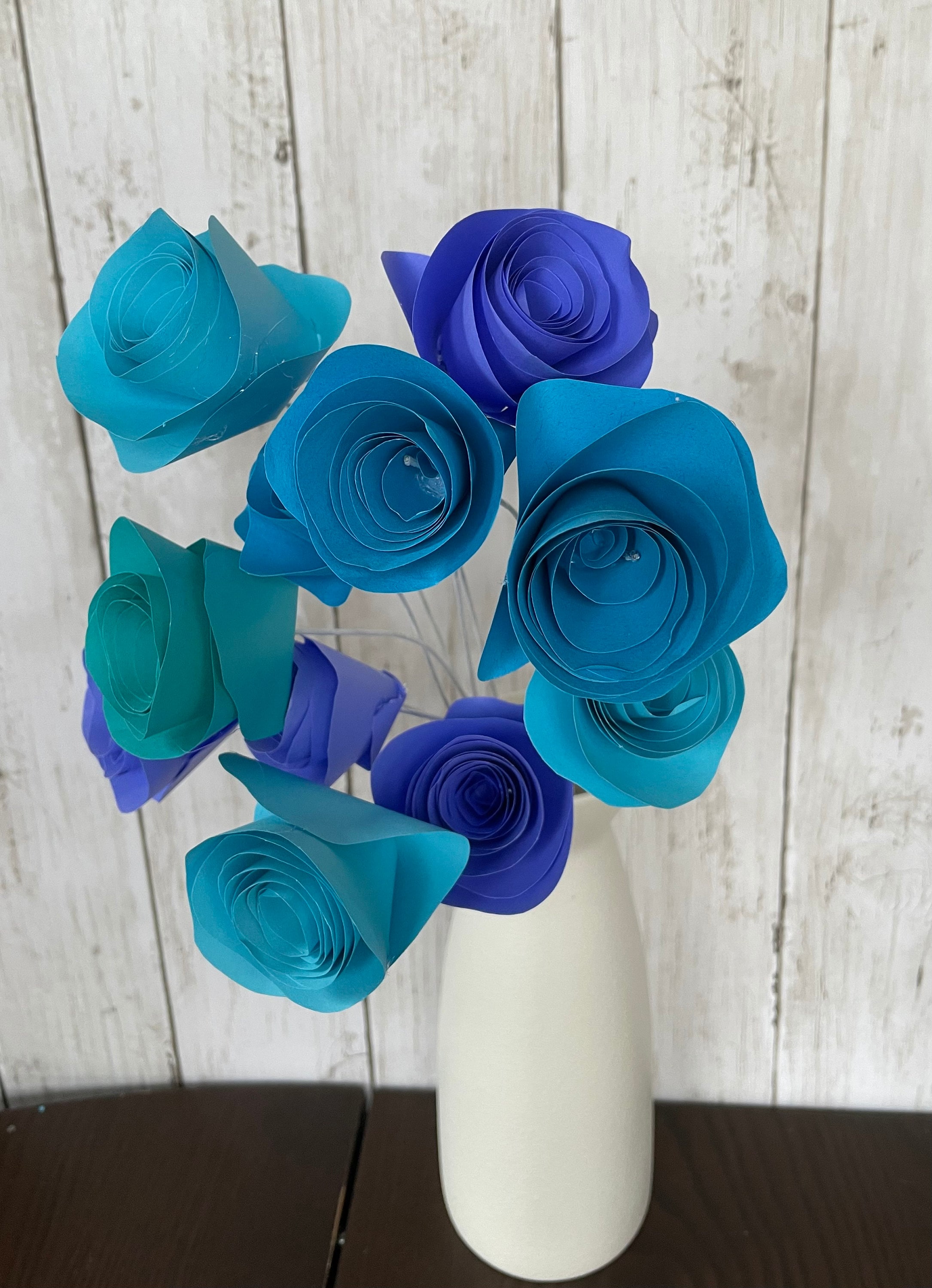 A Dozen Pretty Paper Flowers in Shades of Blue Party Centerpieces ...