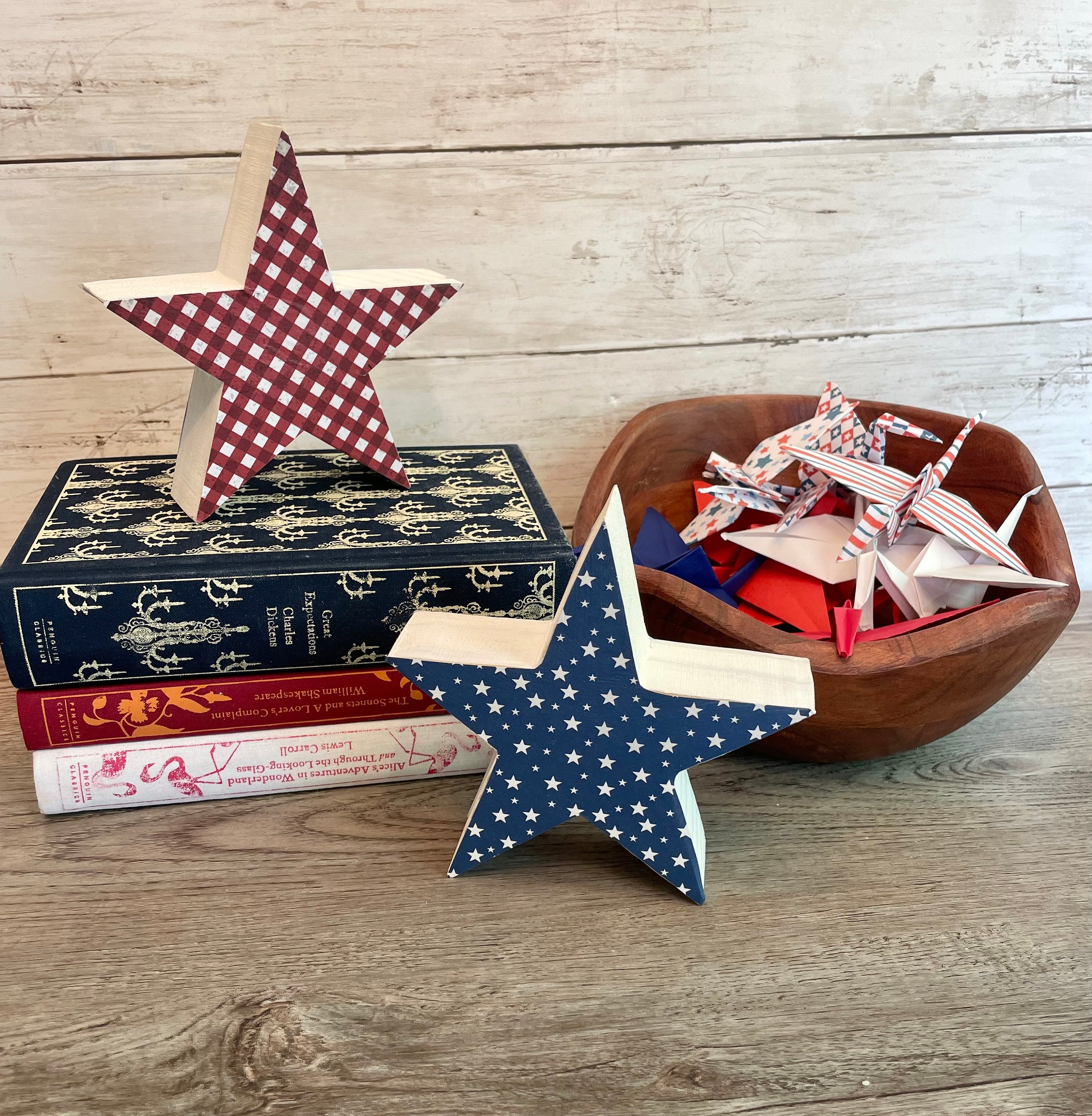 Wooden Star Shelf Sitters for Fourth of July Decorations Patriotic ...
