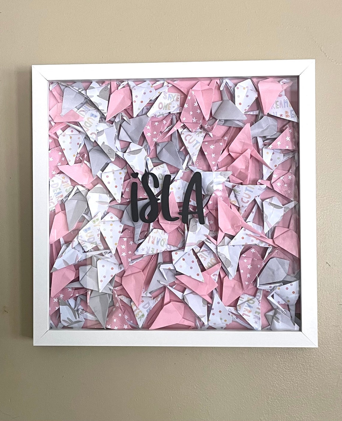 Personalized Origami Crane Shadow Box for Baby Gift Nursery - Etsy