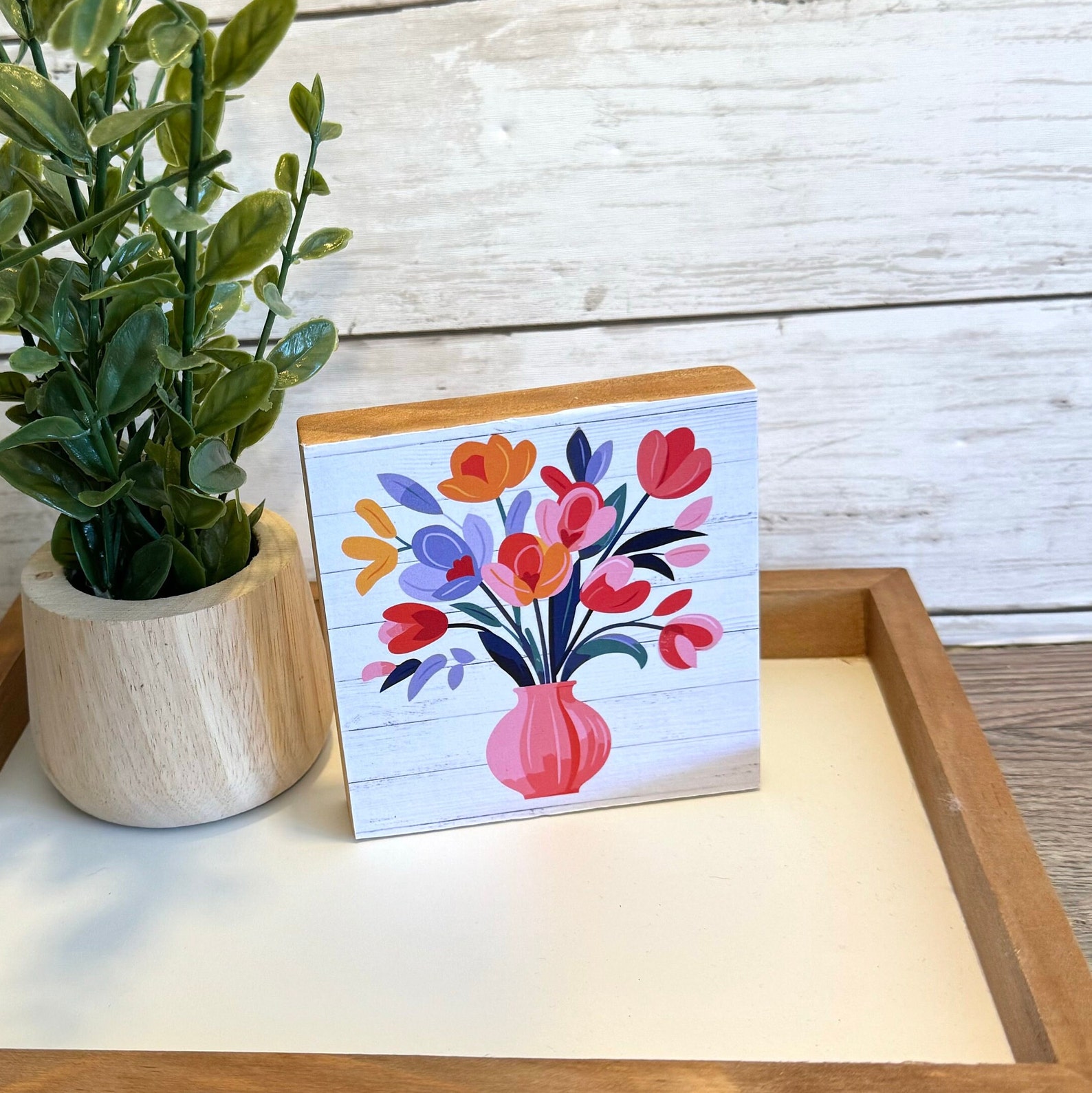 Matisse Inspired Flower Bouquet Mini Signs | Decoupaged Floral Shelf ...