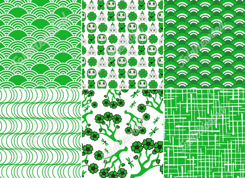 Green Origami Paper Value Pack, Japanese Inspired Patterns, 6 in X 6 In ...