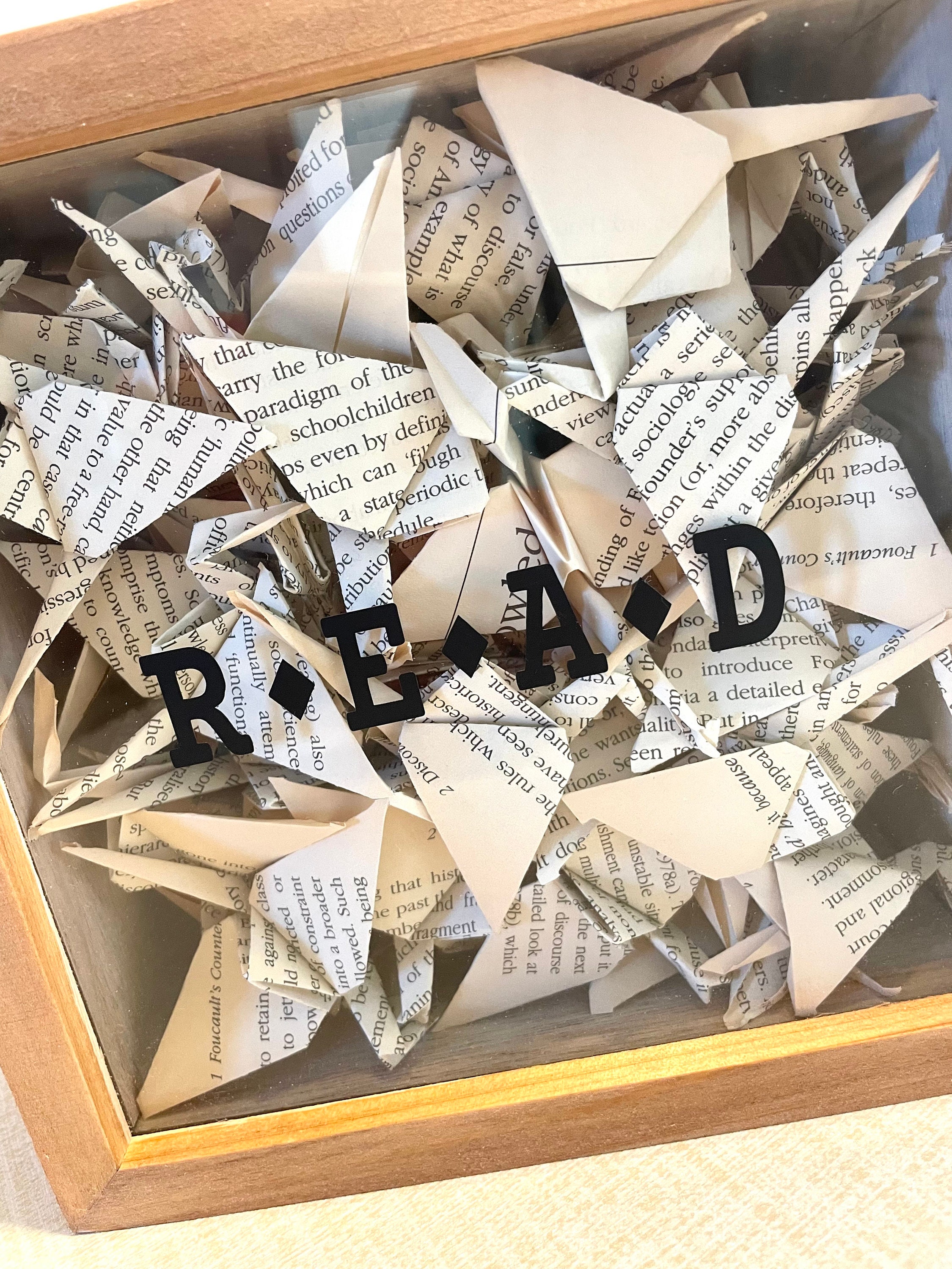 Origami Crane Shadow Box Filled With Book Page Cranes Gift - Etsy