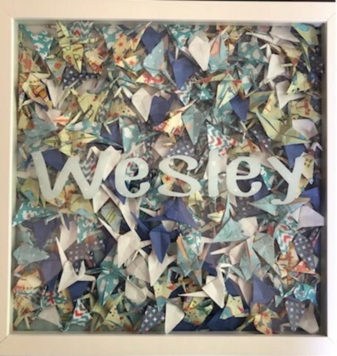 Personalized Origami Crane Shadow Box for Baby Gift Nursery - Etsy