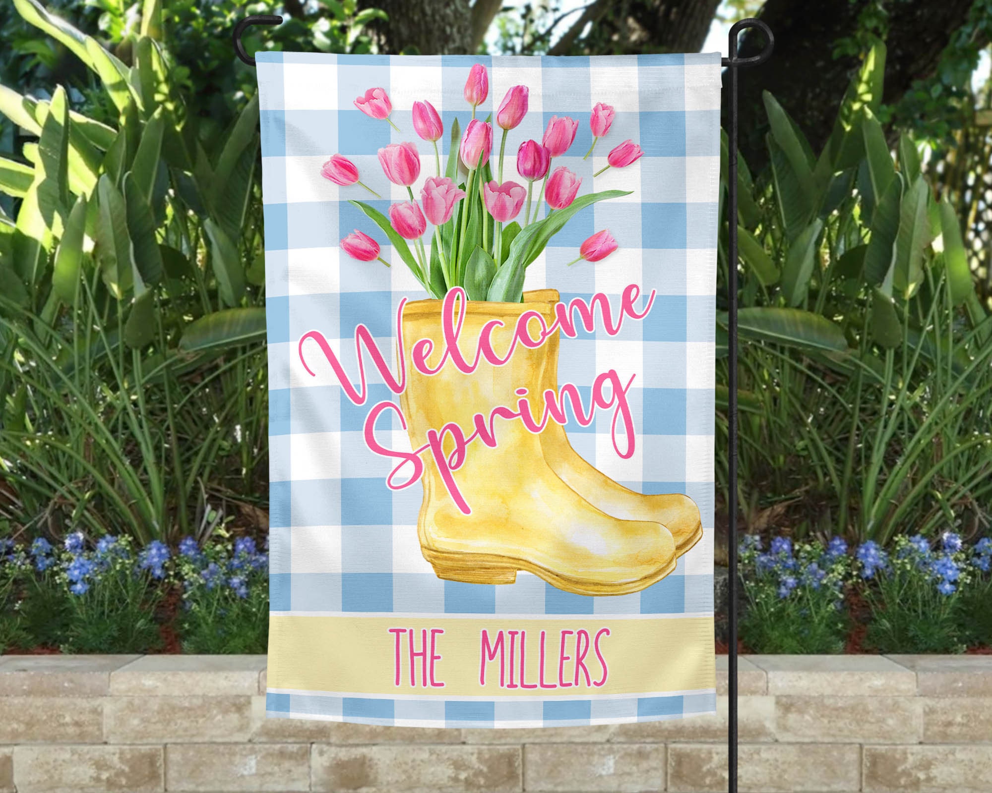 Personalized Flag Hello Spring Flag Welcome Garden Flag | Etsy
