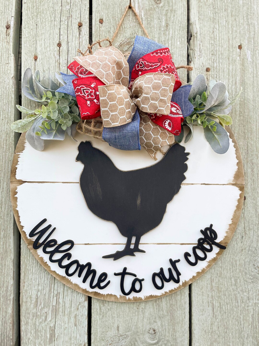 Chicken Door Hanger, Welcome Door Hanger, Chicken Lover Gift, Shiplap ...