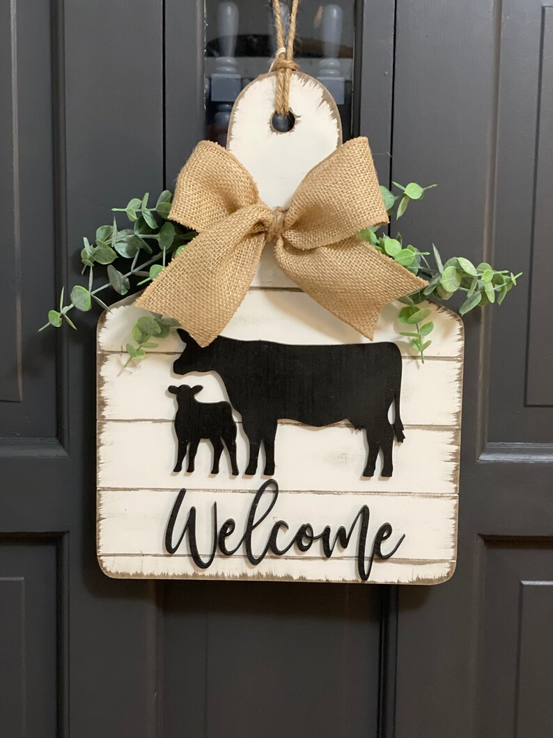 Welcome Cow Tag Door Hanger - Etsy