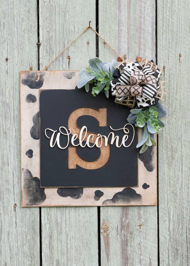 Cow Print Welcome Sign - Etsy