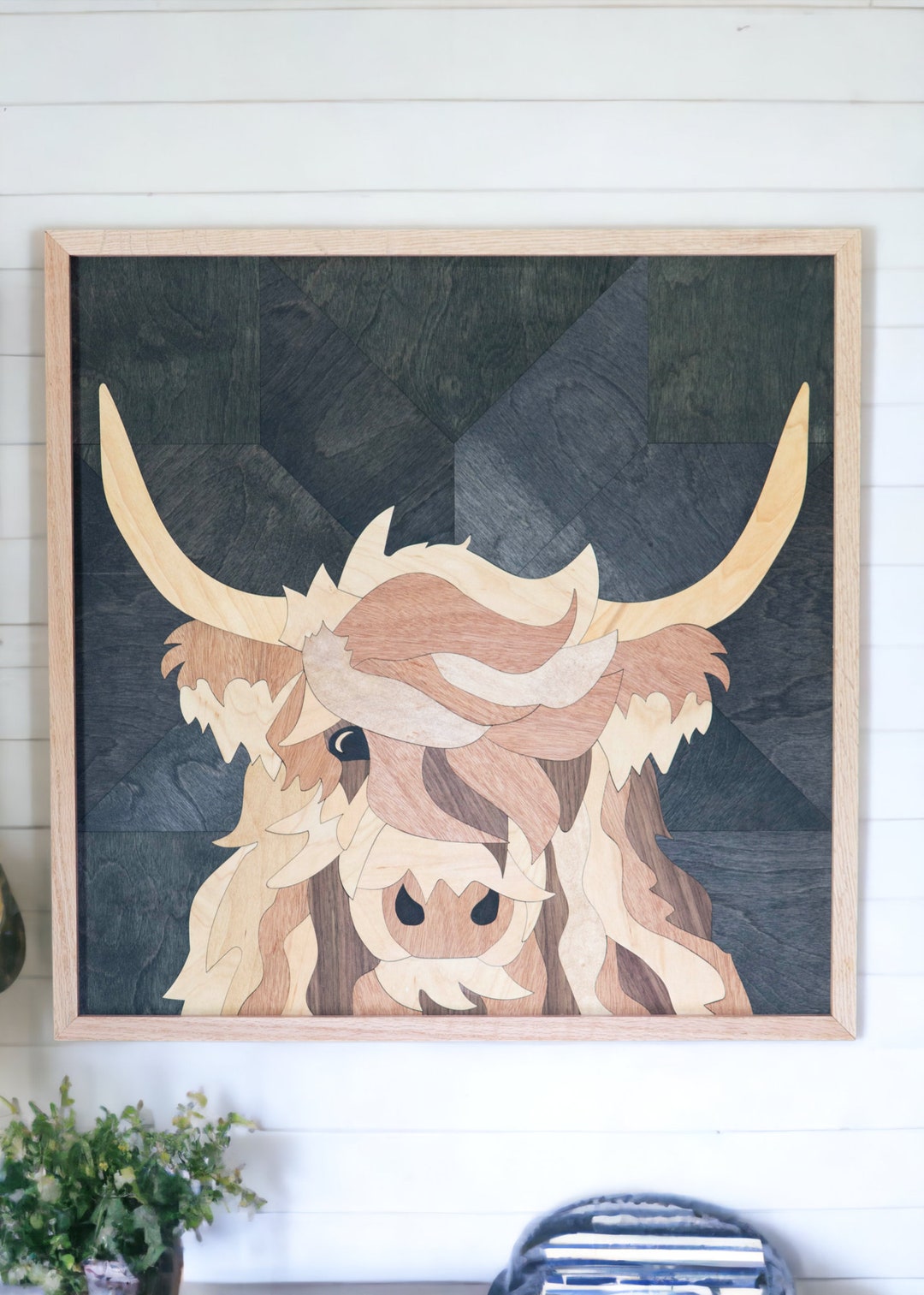 Highland Cow Decor, Highland Cow Framed Art, Wood Wall Art, Wood Decor ...