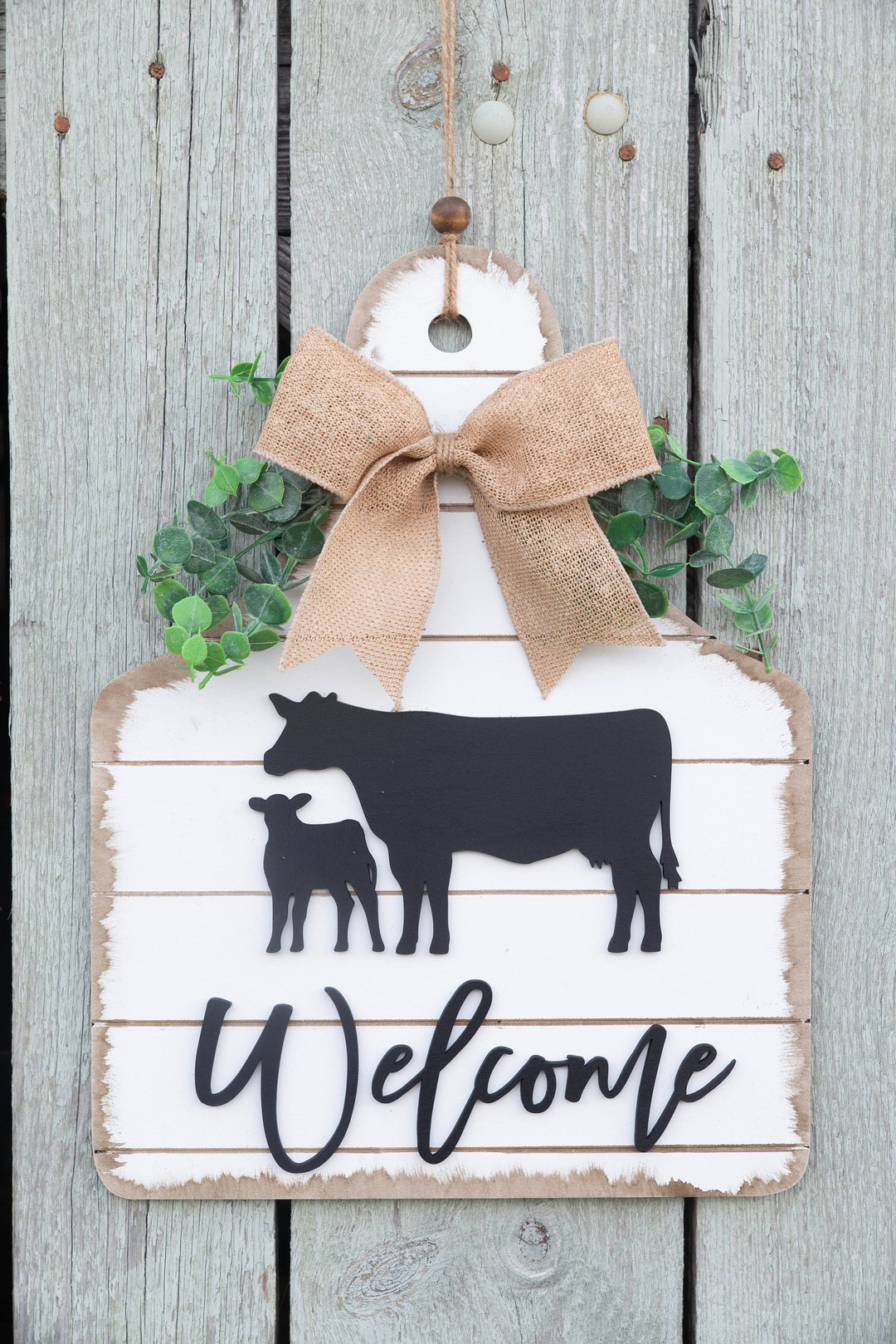 Welcome Cow Tag Door Hanger - Etsy